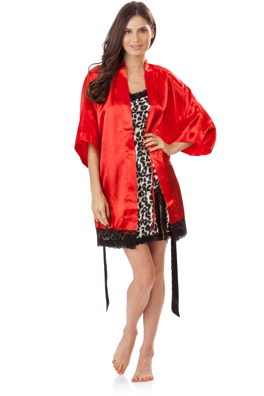 Ashford & Brooks Women's 2 Piece Satin Robe and Nightie Set - Walmart.com