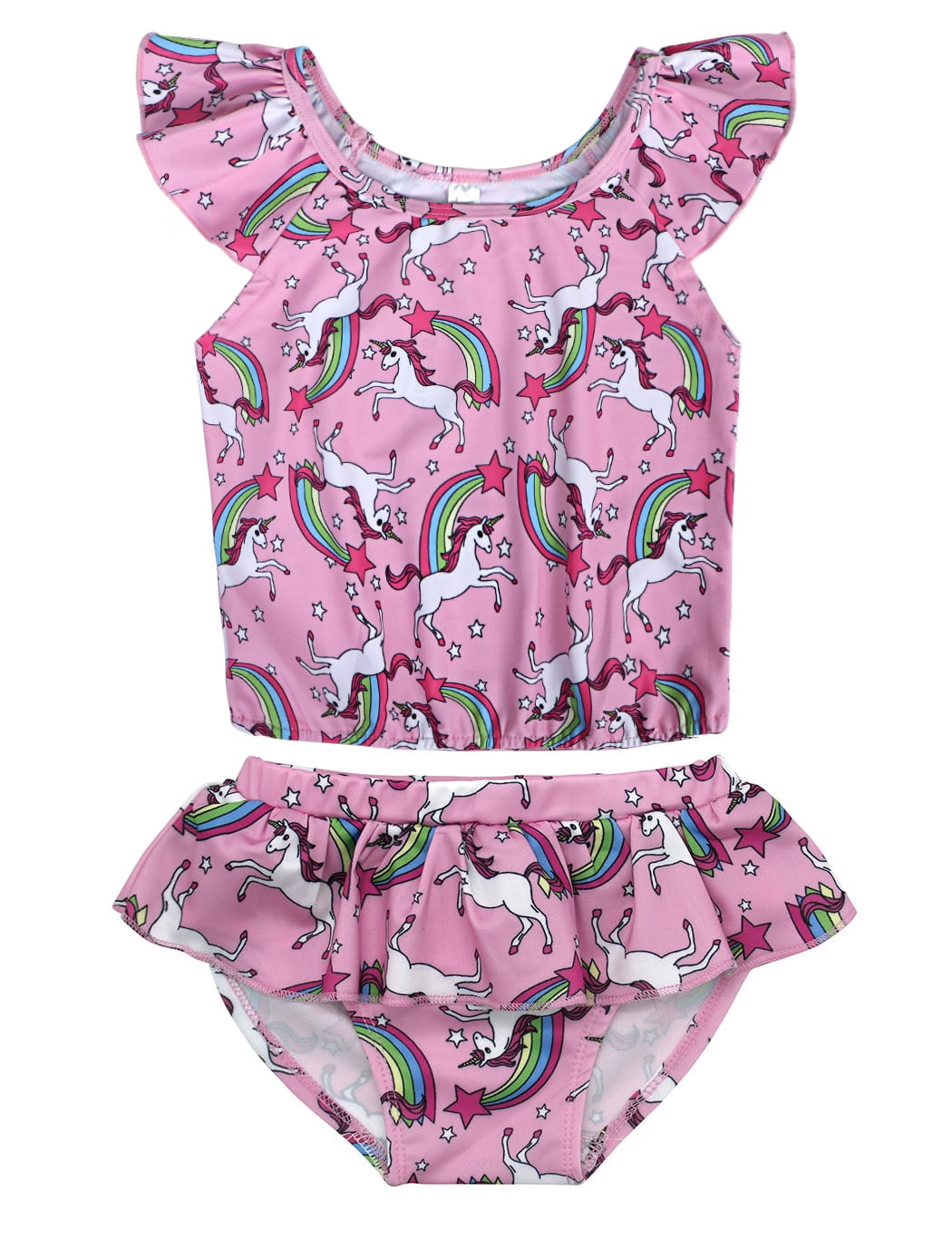 Jurebecia Girls Unicorn One Piece Two Piece Swimsuit Rainbow Bathing ...