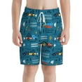 Rocae Construction Trucks for Teen Beach Trunks Boys Swim Trunks with ...