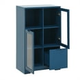 Wooden Floor Storage Cabinet with Adjustable Shelves 2 Glass Doors 2 ...