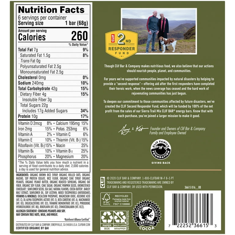 Cliff Protein Bars Nutritional Information