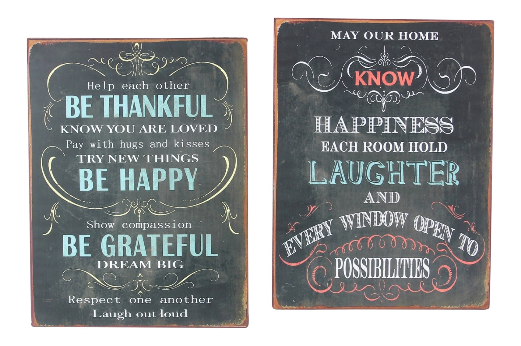 Family and Home Inspirational Tin Wall Signs 13.5 Inch Set of 2 ...