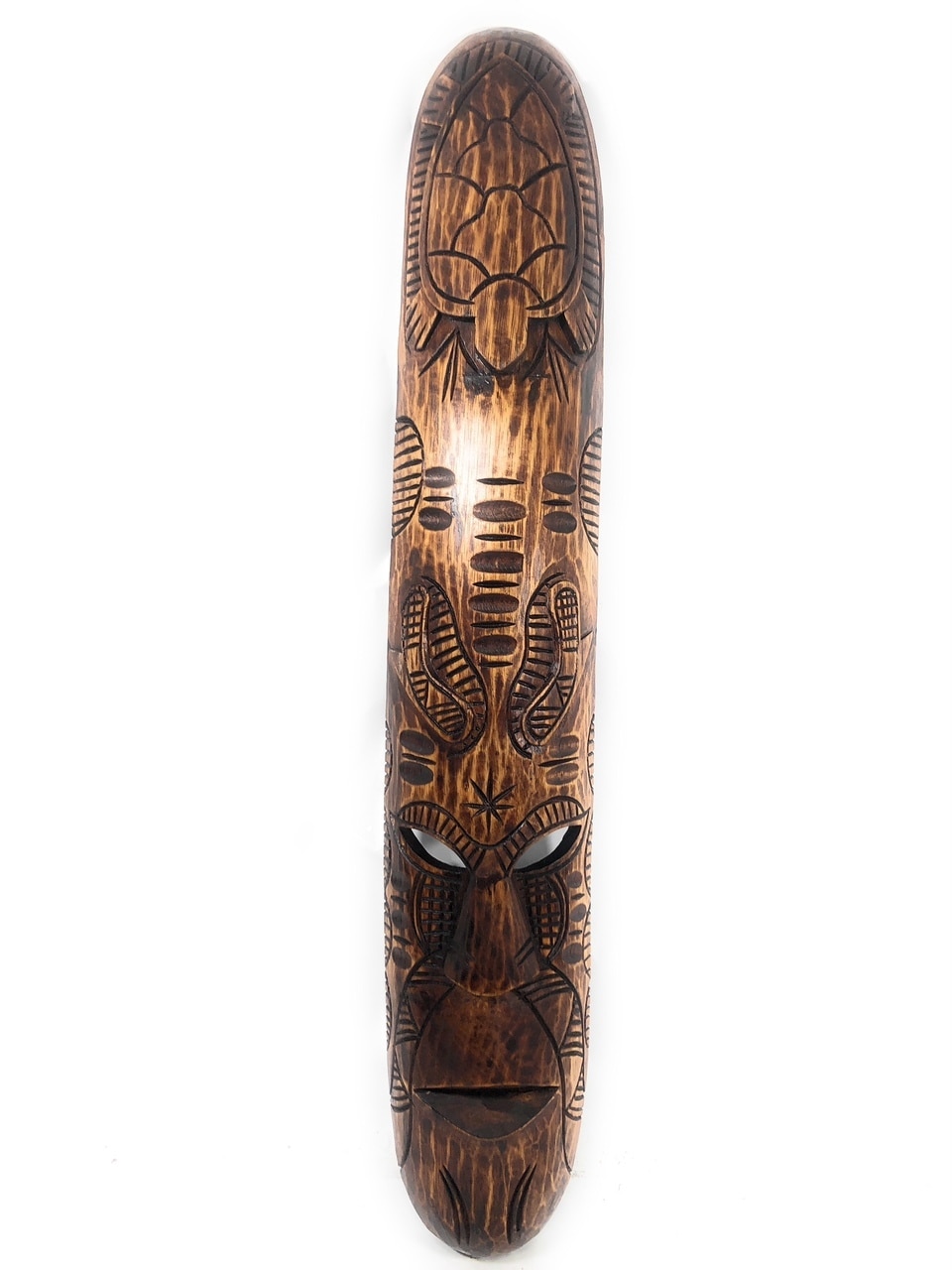 Fijian Tiki Mask 40" w/ Turtle & Dancing Knife - Polynesian Art | # ...