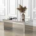 Rectangle Glass Mirrored Coffee Table Silver Accent Table Modern Full ...