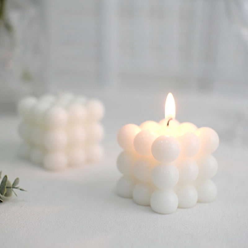 BalsaCircle 2 White Unscented Paraffin Wax Candles Bubble Cube Wedding ...