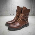 2026 New Men's Martin Boots Vintage British Style Belt Buckle High-top ...