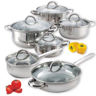 Gibson Home Abruzzo Stainless Steel 12 Piece Cookware Set - Walmart.com