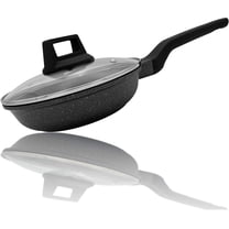 Vivicreate Cast Aluminum Deep Fry Pan with Lid, Marble Color Non-stick ...