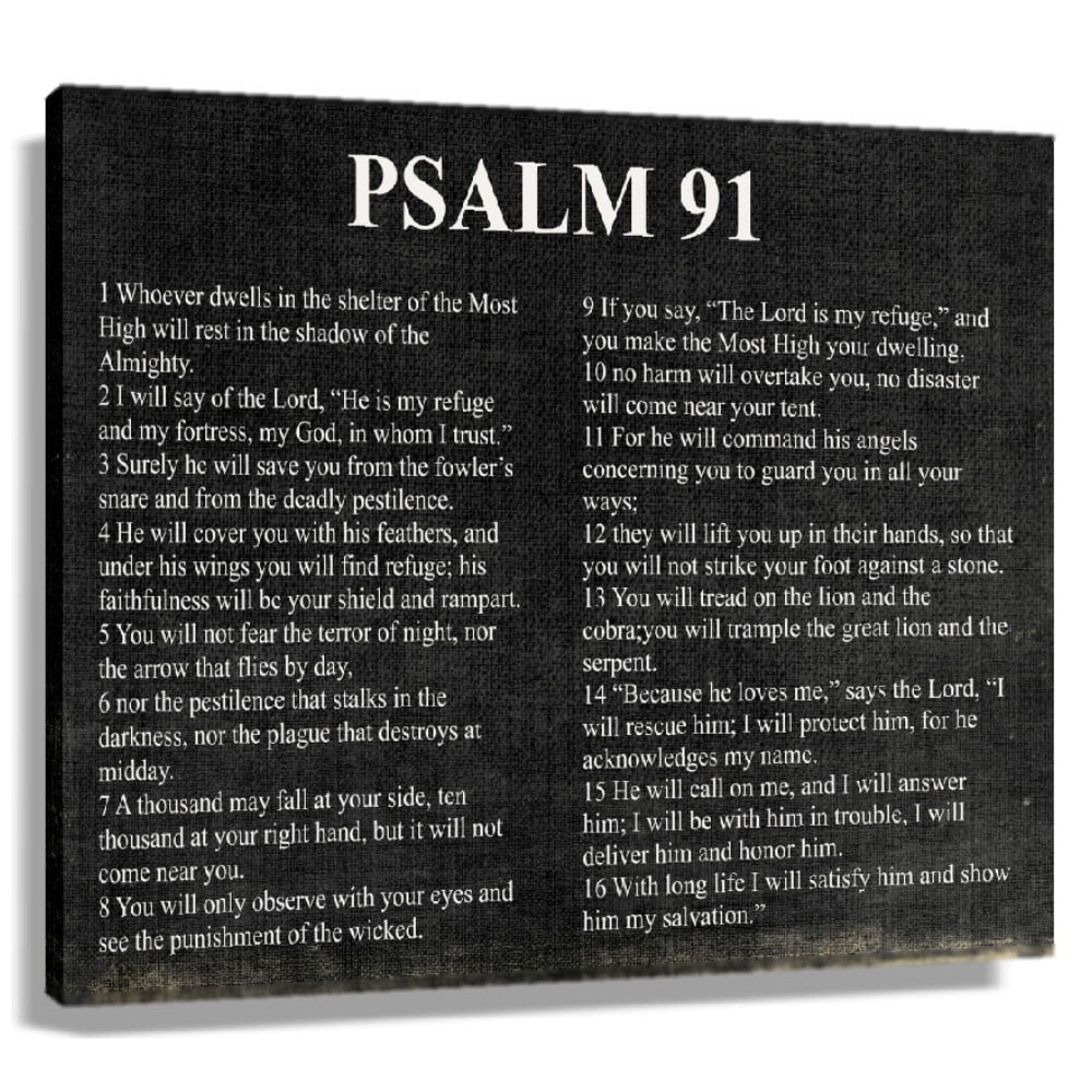 Black And White Wall Art Psalm 91 Wall Art Bible Verse Poster Modern ...
