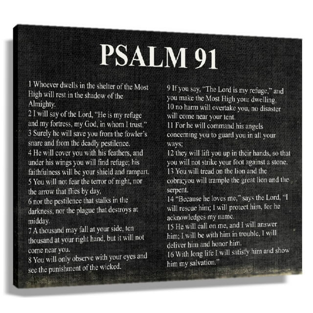 Black And White Wall Art Psalm 91 Wall Art Bible Verse Poster Modern ...
