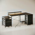 Casacomoda Home Office L Shape Desk with Monitor Shelf and Power Outlet ...