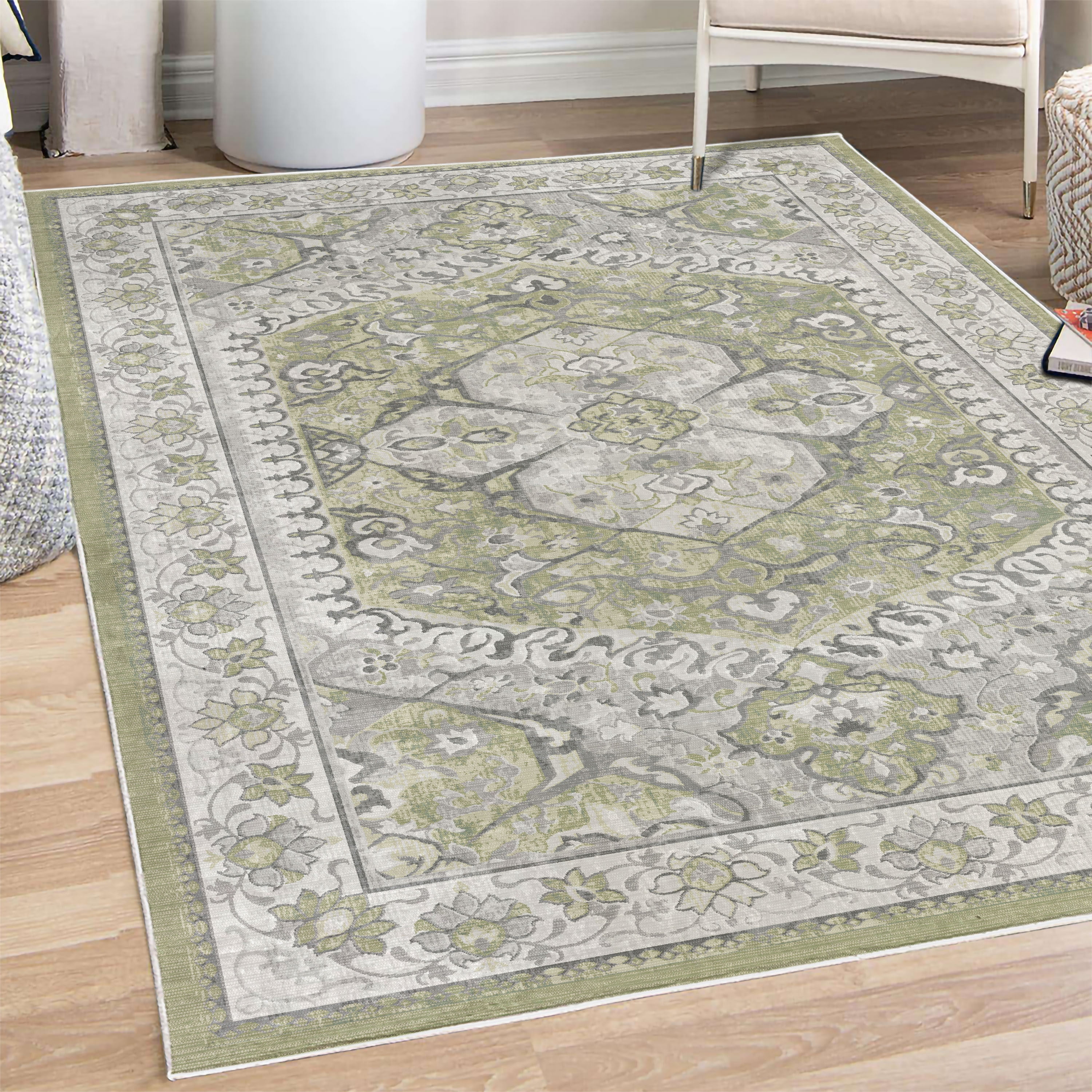 Vintage Decorative Rug, Victorian Style Curly Ornaments and Floral ...