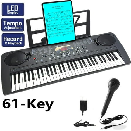 SUGIFT 61 Key Portable Electric Piano Keyboard with Microphone ...