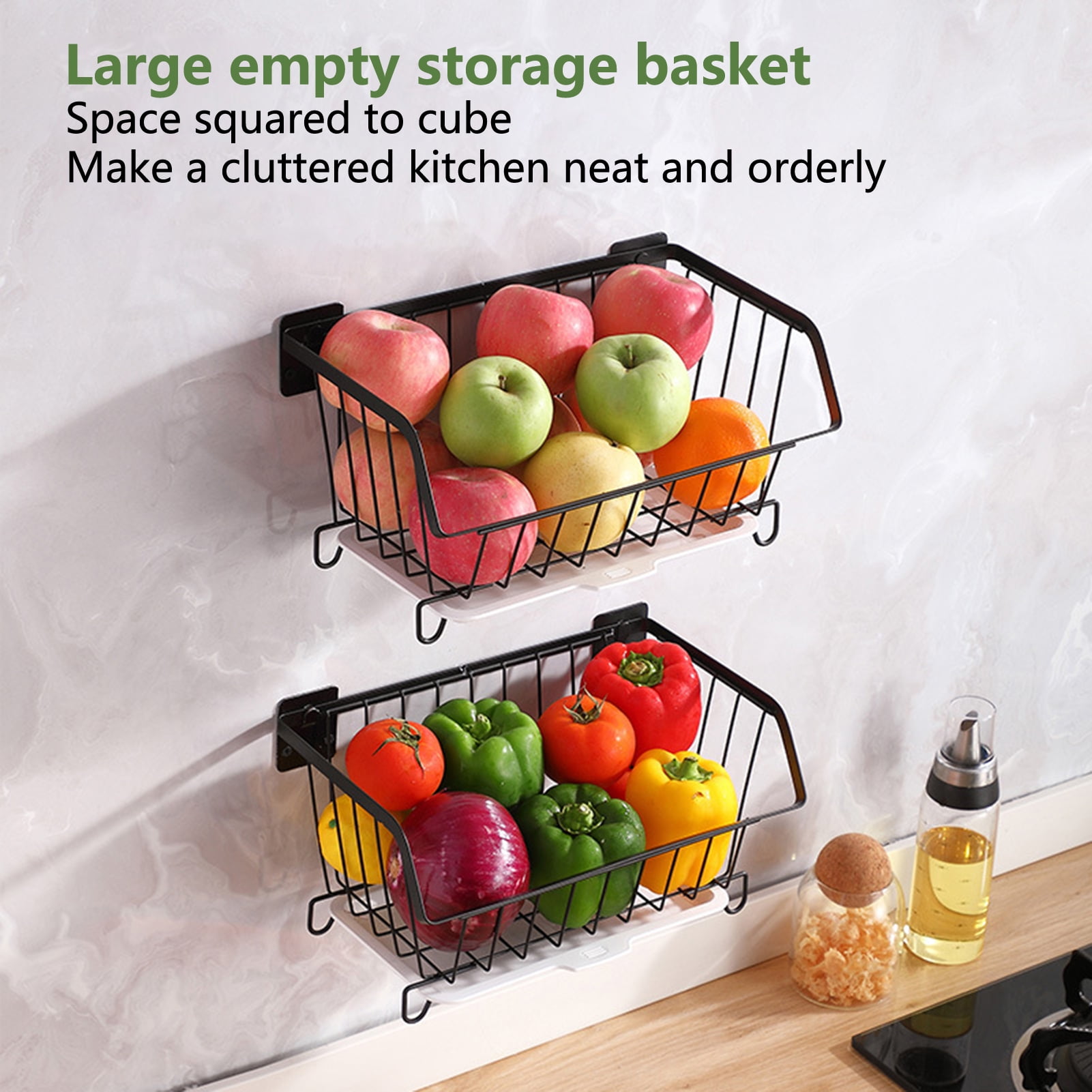 Hesroicy Wall-Mounted Kitchen Shelf with Large Openings, Strong Load ...