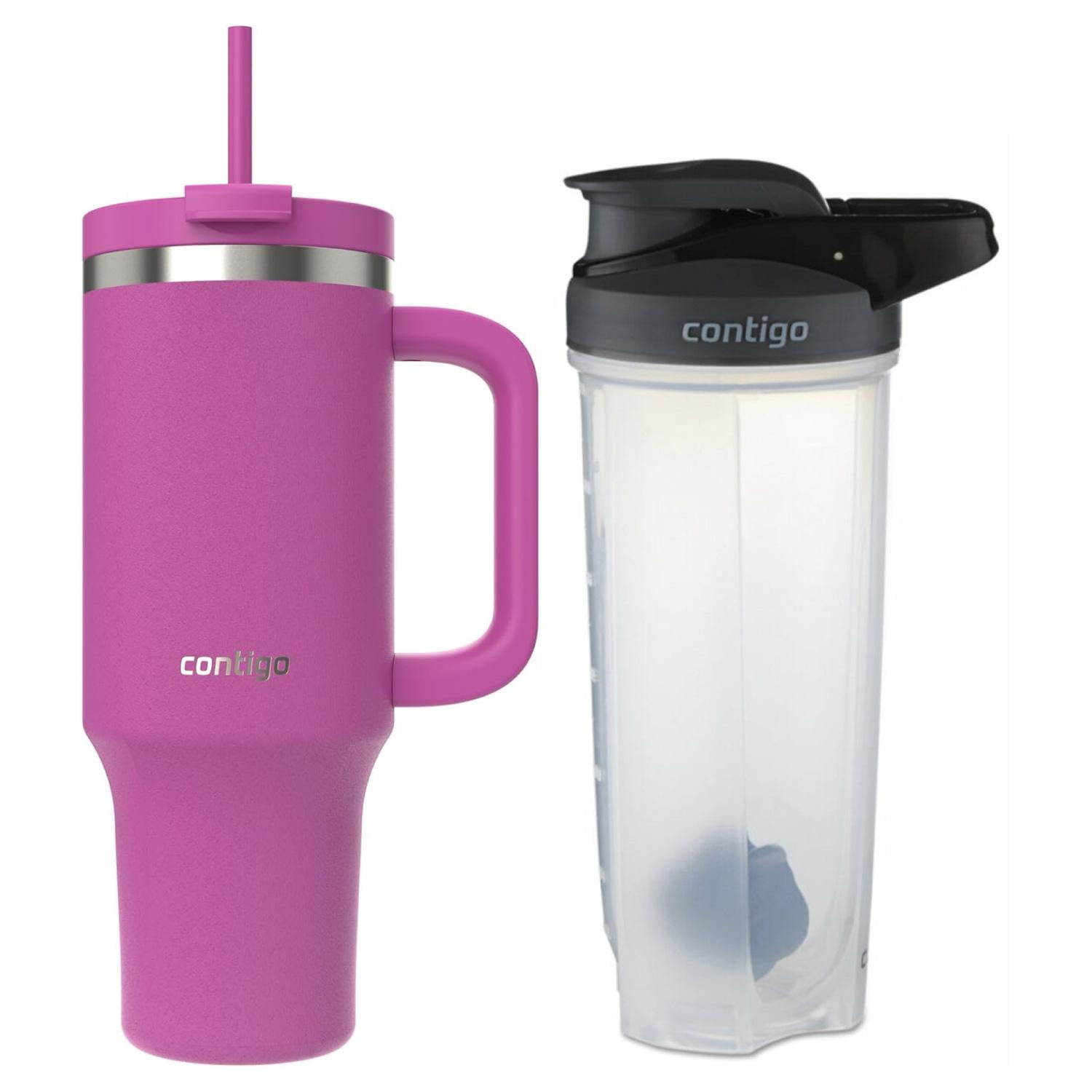 Termo Contigo Vaso Térmico Asa 40oz Acero Mezcladora Shaker rosa ...
