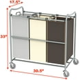 SimpleHouseware Metal Heavy Duty 3-Bag Laundry Sorter Rolling Storage ...
