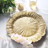 Efavormart 6 Pack 13" Round Gold Plastic Reef Charger Plates Ruffled ...