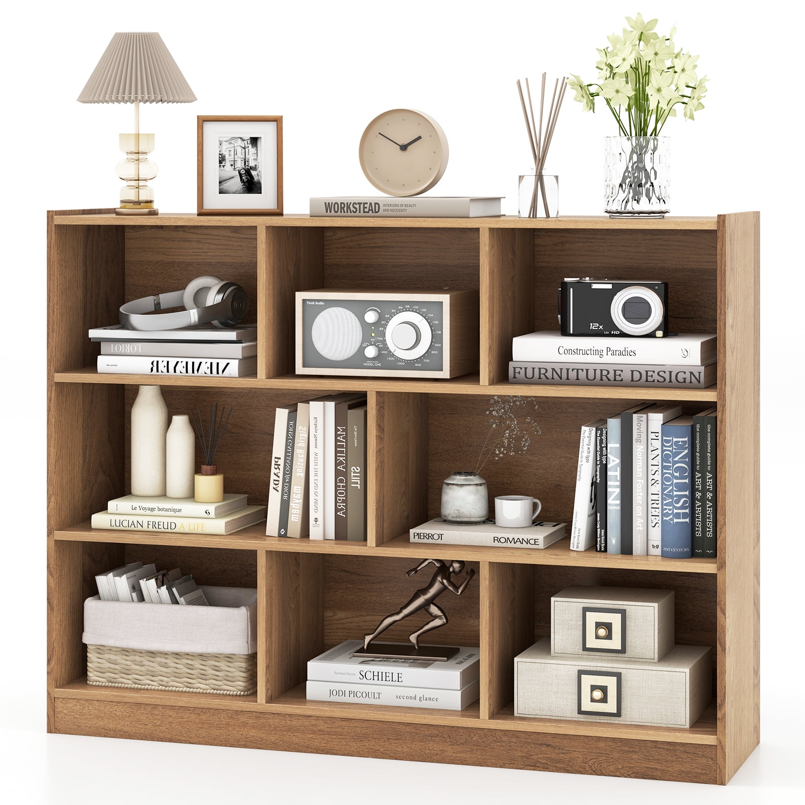 Topbuy Wood Storage Cube Bookcase 3 Tier 8 Cube Open Shelf Storage ...