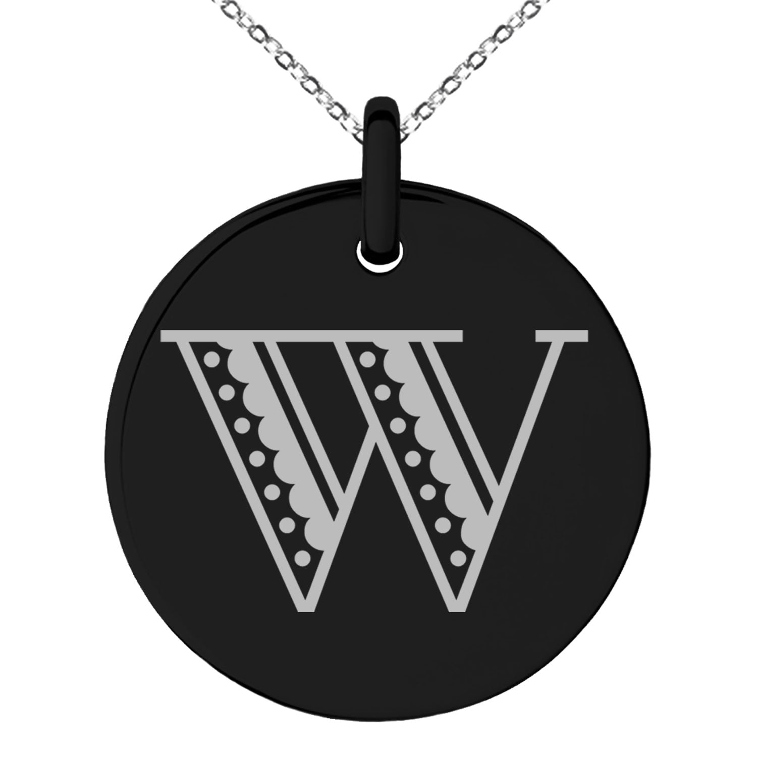 Stainless Steel Letter W Initial Metro Retro Monogram Engraved Small ...