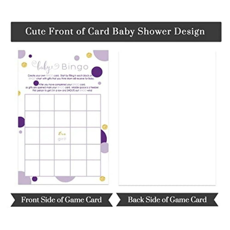 Baby Shower Bingo Purple Background FREE Pink And Gold Coed Baby