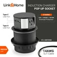 Link2Home Wireless Charging Pop Up Outlet with USB, 3 Outlets, Black ...