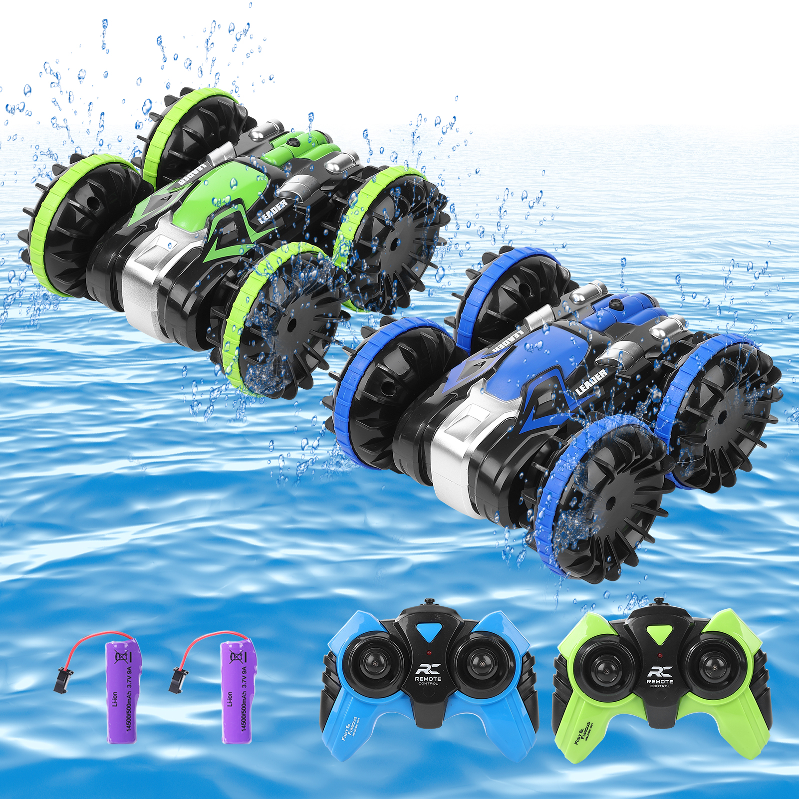 Sakiyrr 2 Pack Amphibious Stunt Car, 4WD 2.4GHz RC Car Toys, All ...