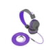 JLab Audio Neon On Ear Headphones with Universal Mic - Gray / Purple ...
