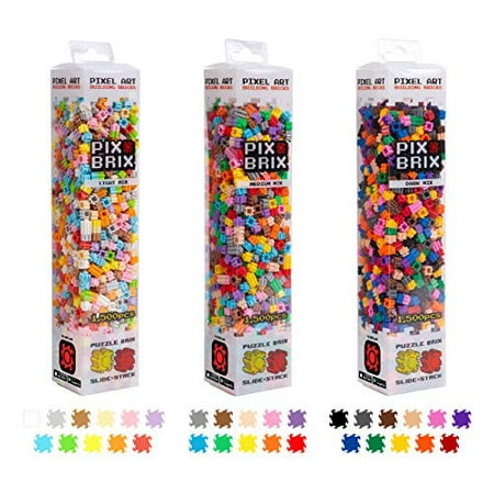 Pix Brix Pixel Art Puzzle Bricks Bundle - 4,500 Piece Pixel Art Kit, Mixed 32 Color Palette ...
