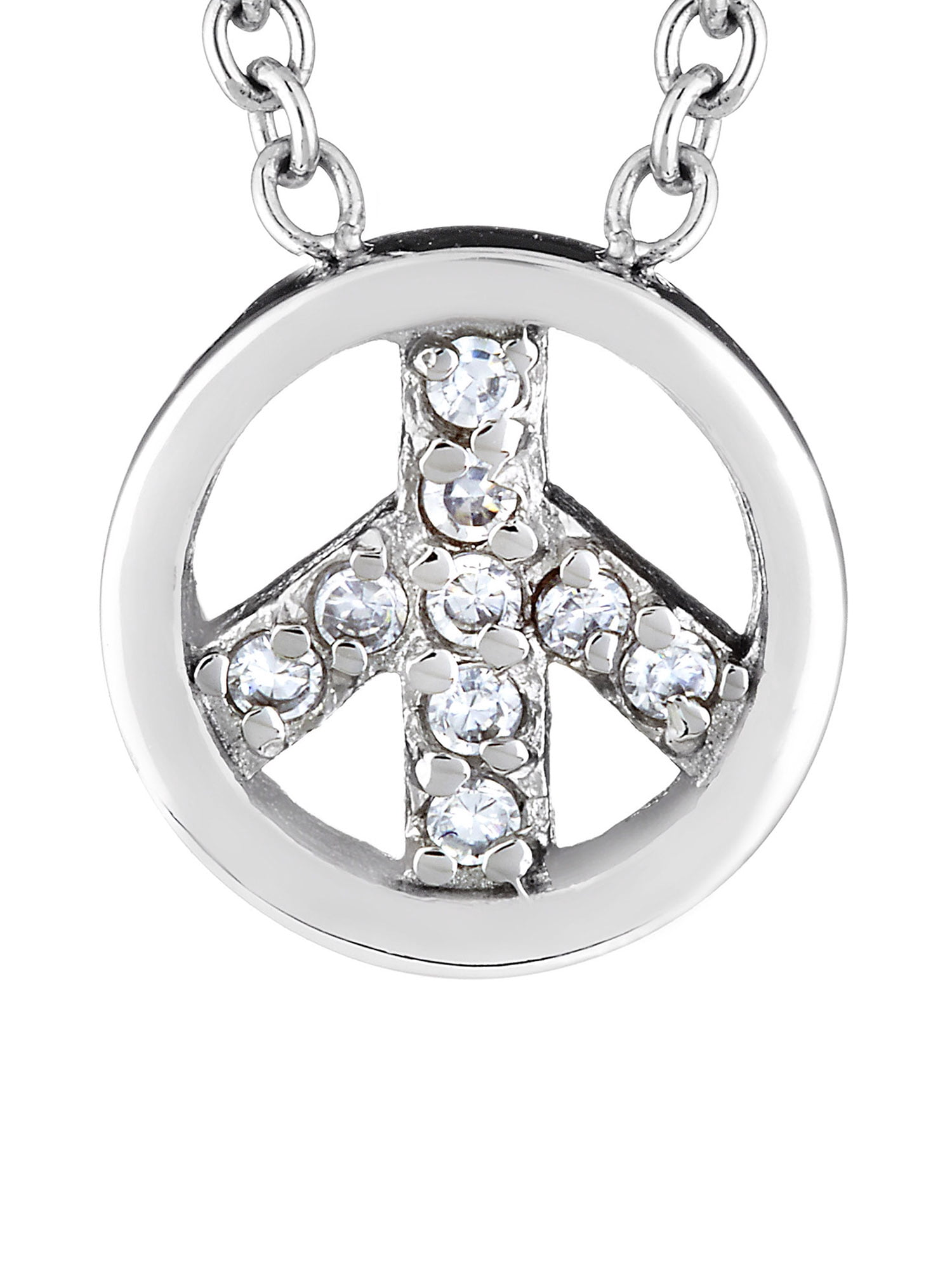 Cubic Zirconia Stainless Steel Peace Necklace - Walmart.com