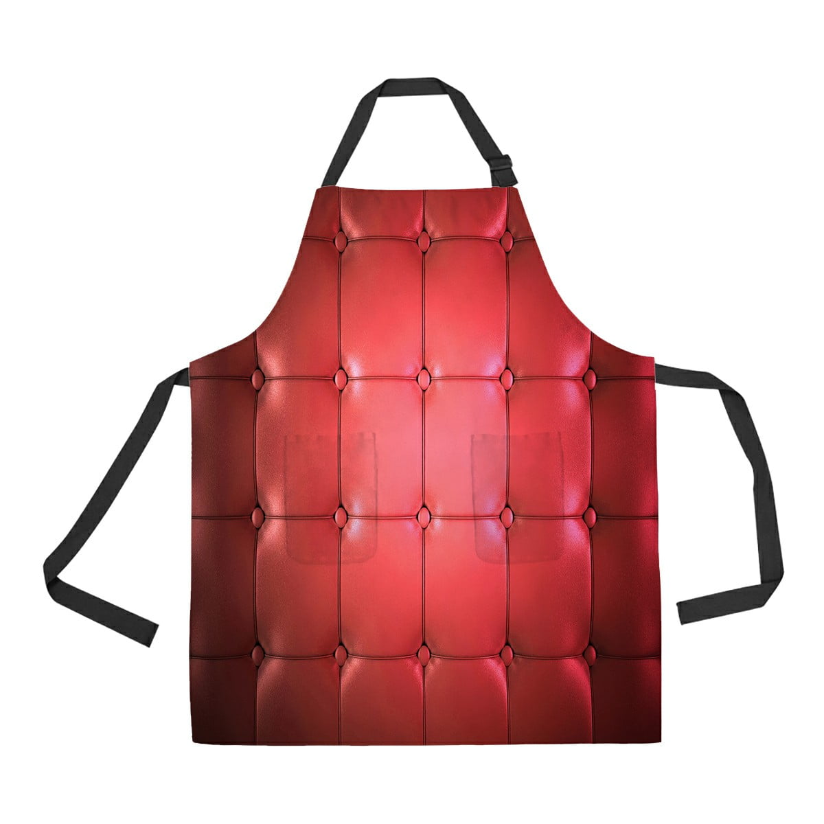 ABPHQTO Red Leather Upholstery Apron Home Kitchen Apron with Pockets ...