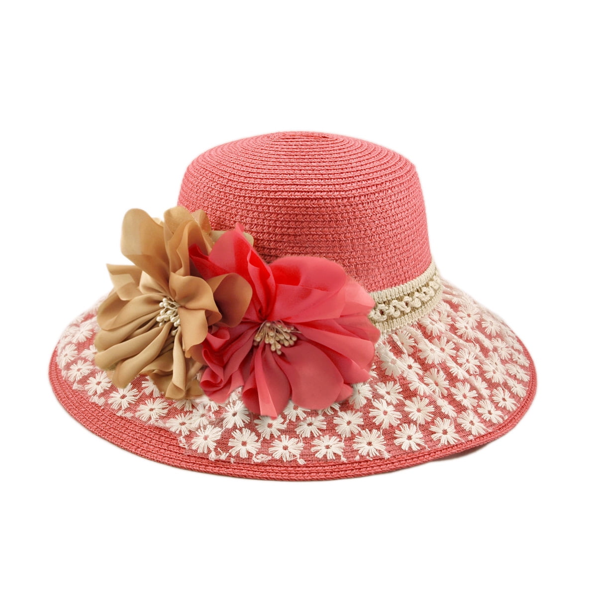 Princess Lace Flower Straw Sun Hat - Walmart.com