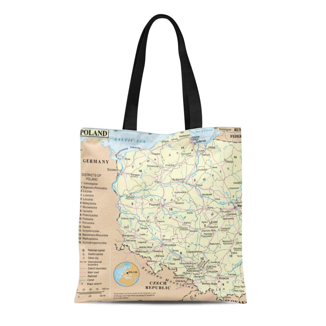 SIDONKU Canvas Tote Bag Polish Map of Poland Mojo 20 X Polska Polski ...