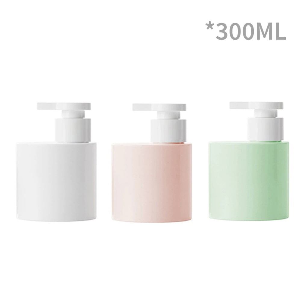 10 oz/300ml Plastic Amber Pump Bottle, Set of 3 Round Empty Pump Bottle ...