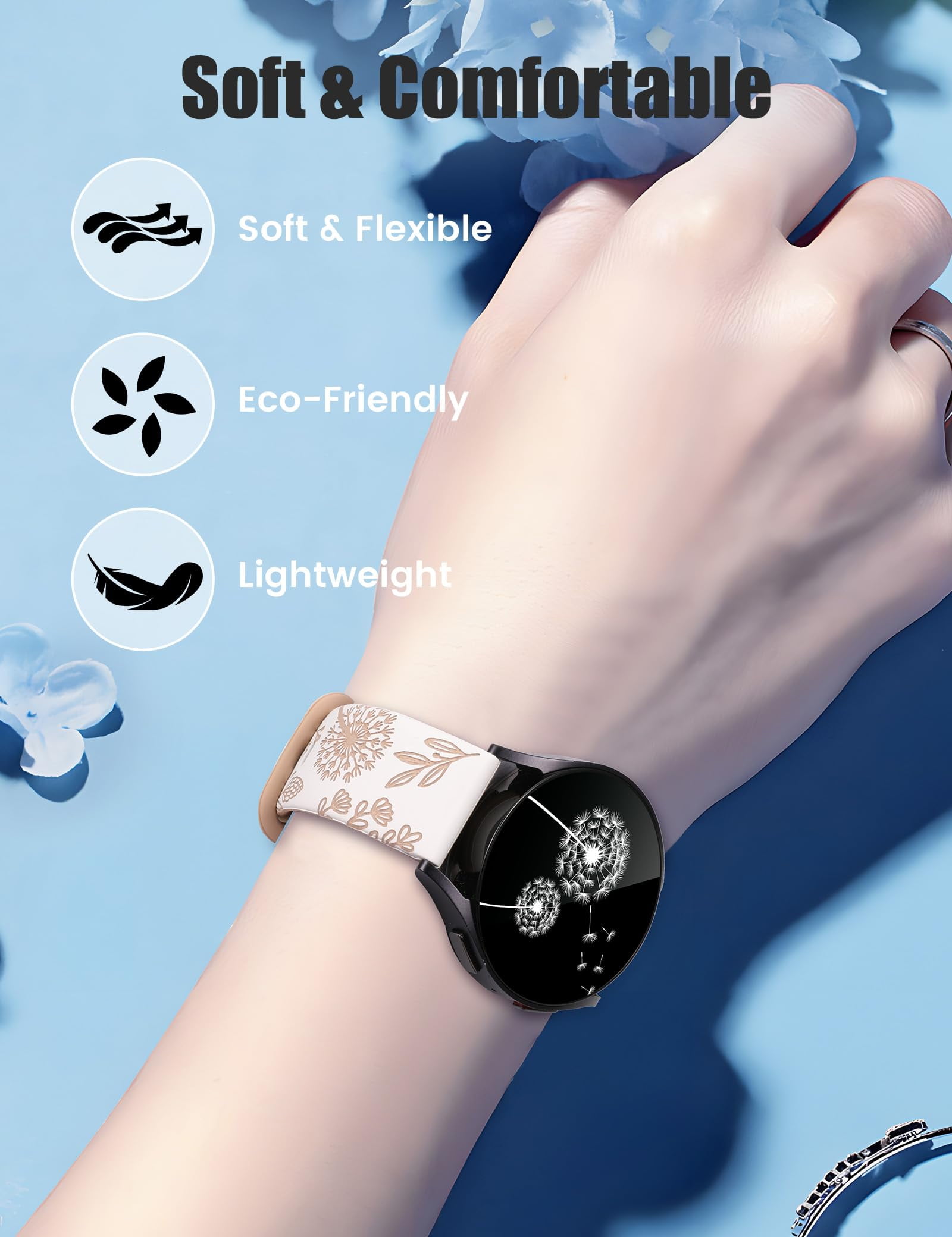 Wearlizer 2 Packs Floral Engraved Band Compatible with Samsung Galaxy ...