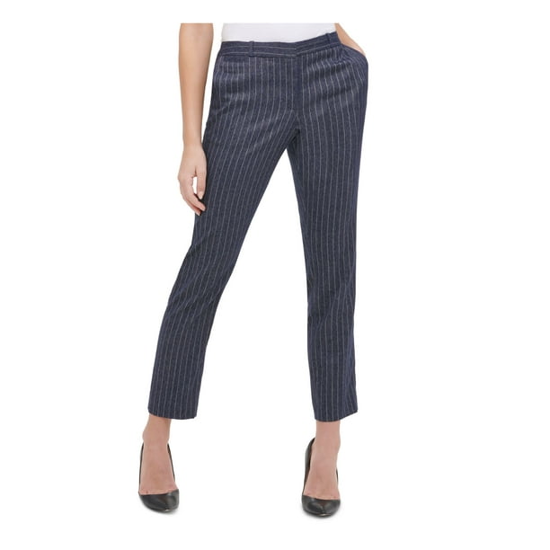 Tommy Hilfiger Tommy Hilfiger Womens Navy Zippered Pinstripe Wear To