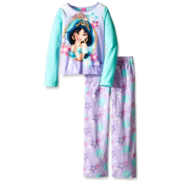 Disney Girls Pajama Pink Fleece Top and Pants Sleepwear Set, Jasmine ...