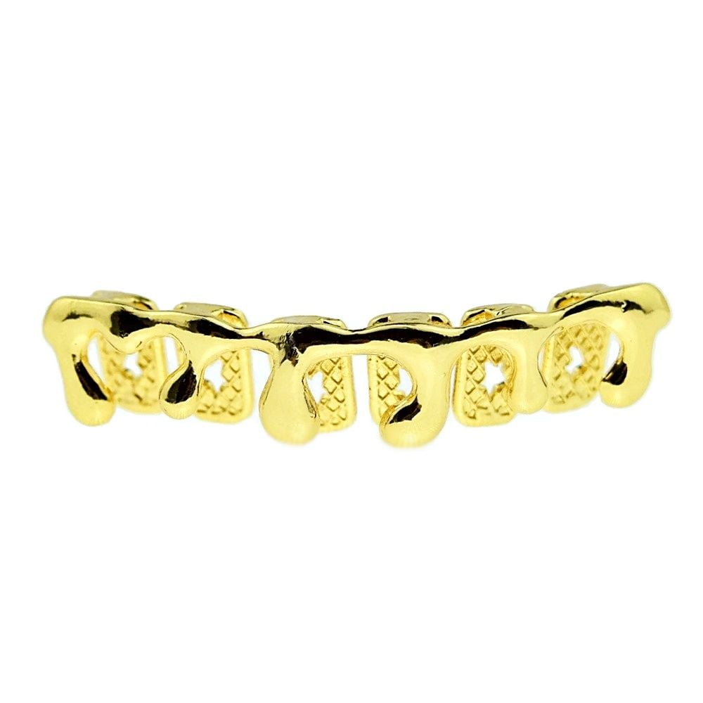 14k Gold Plated Drip Grillz Dripping Bottom Hip Hop Melting Teeth Bling ...