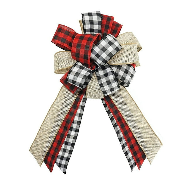 Hapeisy Christmas Checked Tree Topper Large Toppers Bow Red And Black