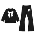 LRen Girls Outfits Bow Print Bell Bottom Set Long Sleeve Top+Flare ...