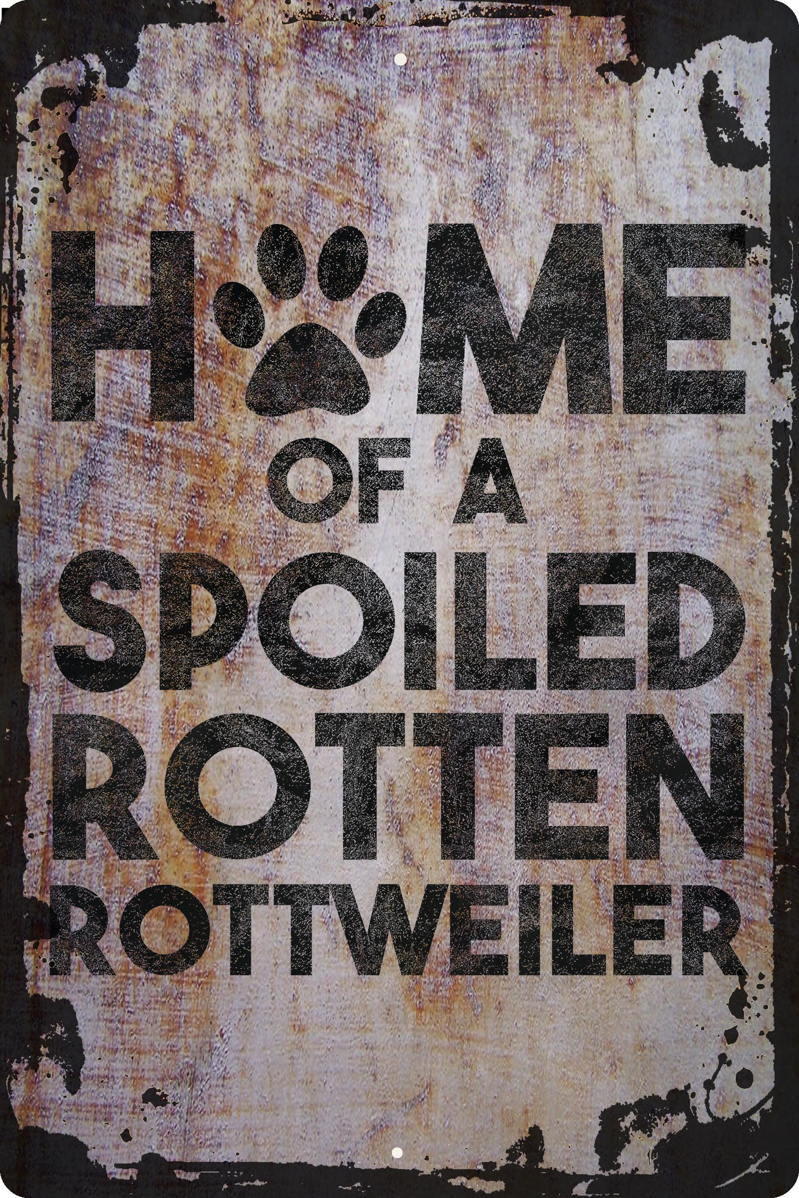 Flat Canvas Wall Art Print Home of a spoiled rotten rottweiler paw ...