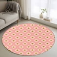 3.3ft Washable Round Rug, Classic Pink Pattern Non-Slip Circle Area Rug ...
