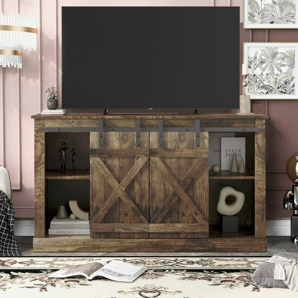BTMWAY Sliding Barn Door TV Stand, Farmhouse TV Stand for 65 Inch TV ... BTMWAY Sliding Barn Door TV Stand, Farmhouse TV Stand for 65 Inch TV ...