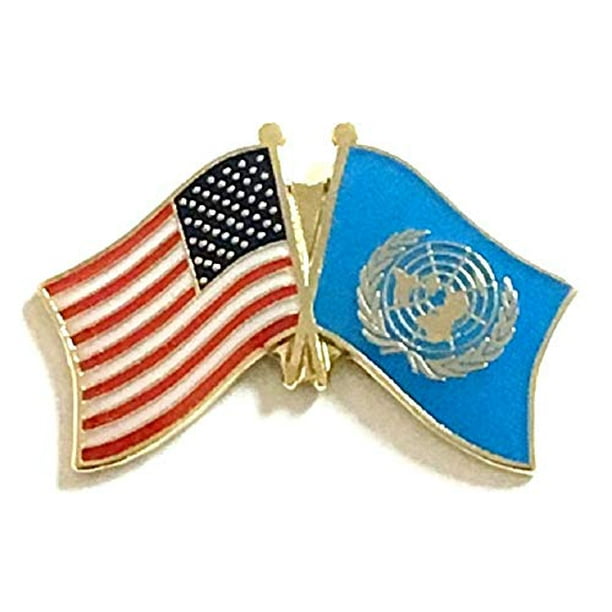 World Flags Direct - Box of 12 United Nations & US Crossed Flag Lapel ...