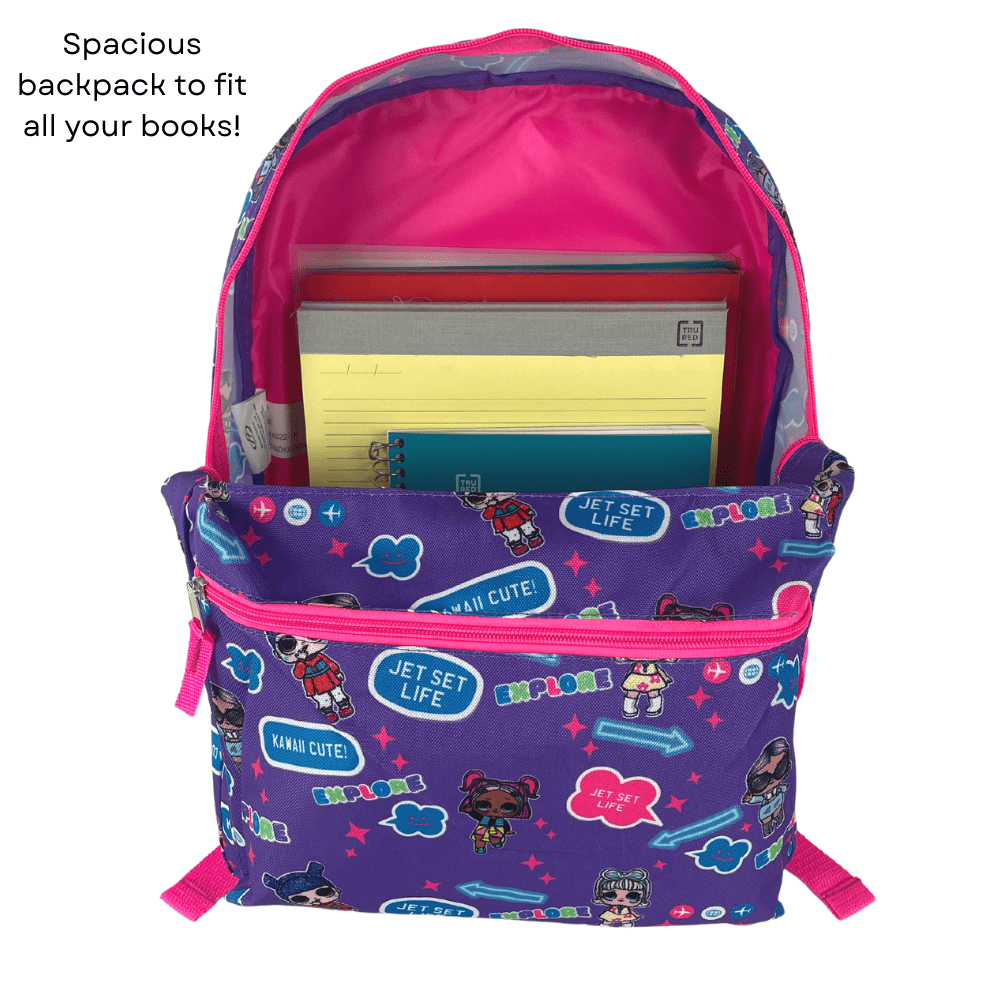 LOL Surprise Girls Backpack LOL Kids School Backpack 16 inch Purple ...