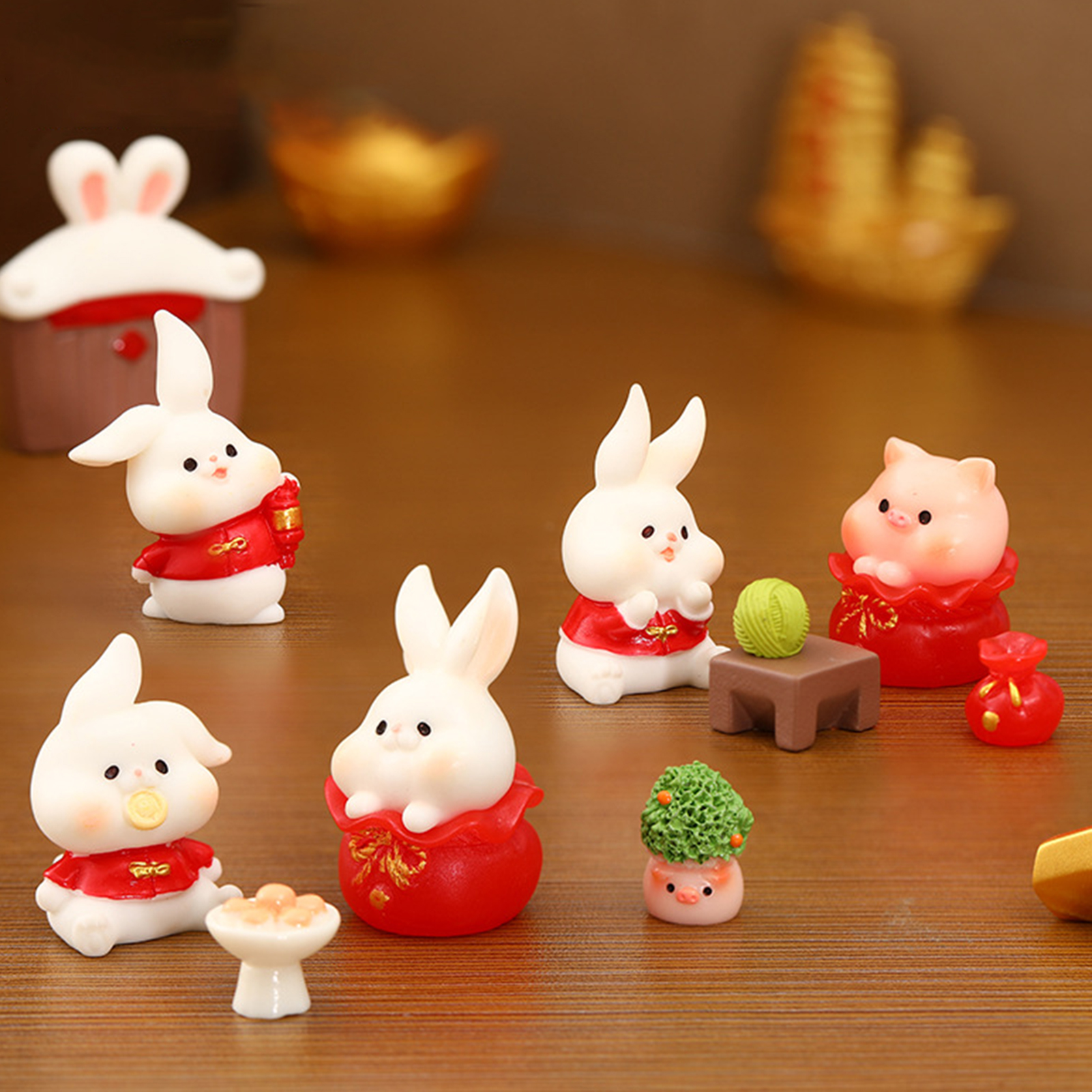 Honrane 2 Pcs Pig Ornaments Animal Handmade Cartoon Decorative Vivid ...