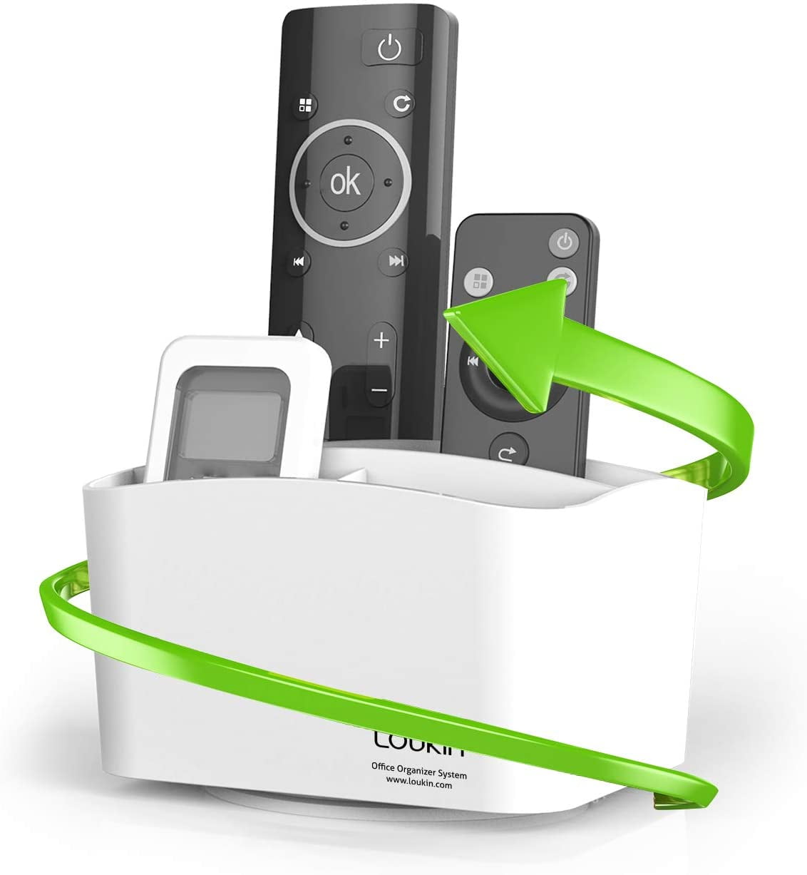 LOUKIN Remote Control Holder with 5 Compartments, Stationery Organizer ...