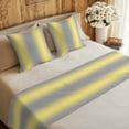 Bed Runner for Cal King Size Bed, Yellow Grey Stripes 3 Pcs Bedding ...