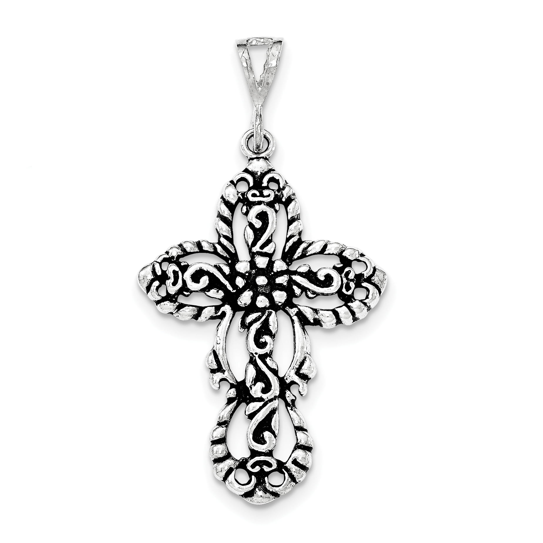 Jewelrypot - Sterling Silver Antiqued Large Beaded Cut-out Cross ...