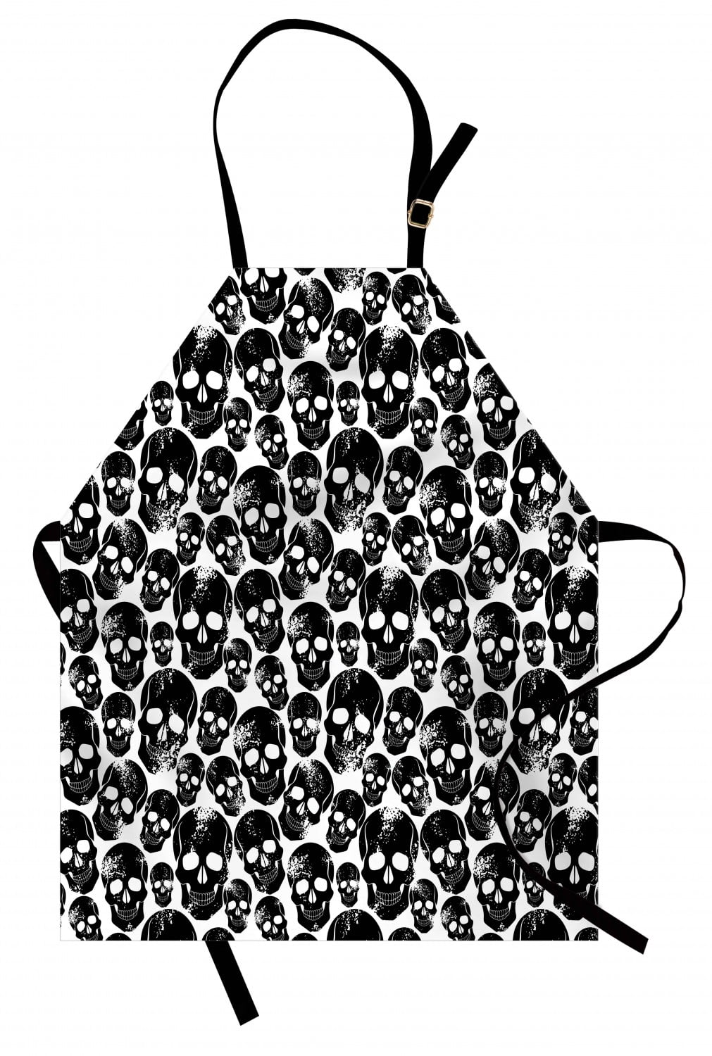 Gothic Apron Grunge Black Human Skulls on White Backdrop Evil Men Fear ...