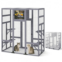 COZIWOW Extra Large Outdoor Cat House with 4-Way Pet Door ...